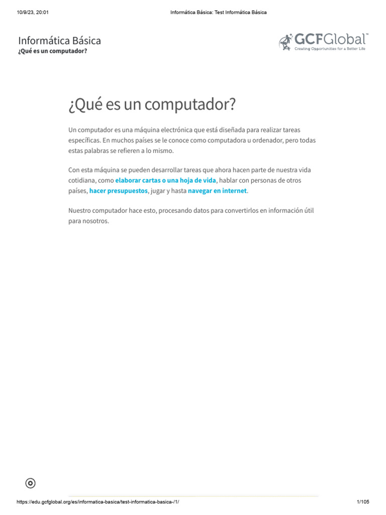 Informática Básica - Test Informática Básica | PDF | Informática ...