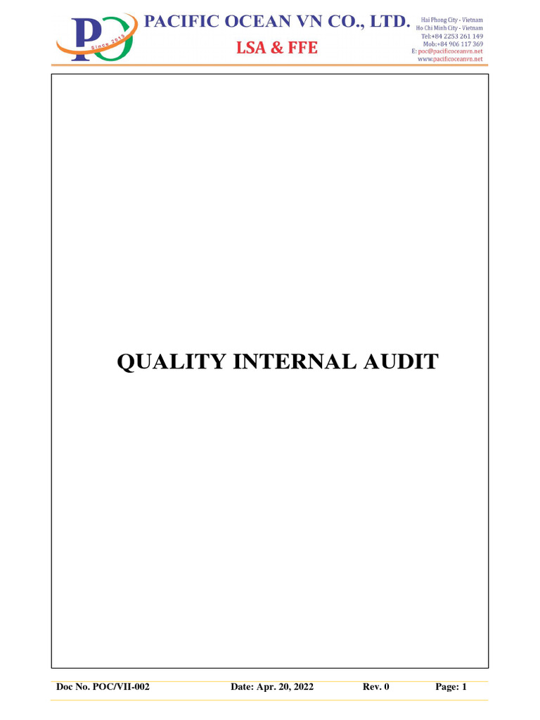 Quality Internal Audit | PDF | Auditor's Report | Audit