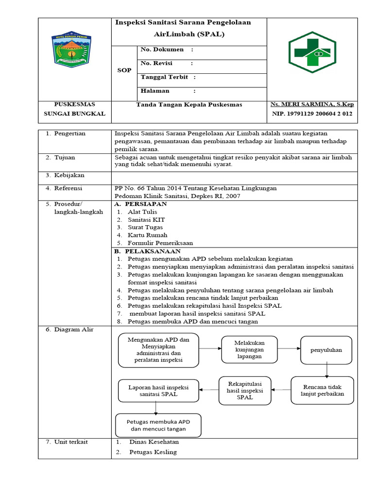 Sop Is Sarana Pengelolaan Air Limbah (Spal) | PDF