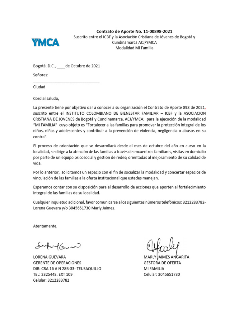 Carta de Presentacion MI Familia | PDF