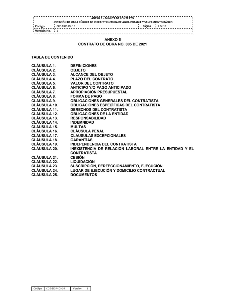 11.1. Minuta Del Contrato Proceso LP 002-2021 Obra Pública - Revisado RJ VF2 | PDF | Multa (pena ...