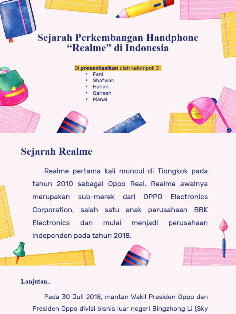 Kelompok 3 - Sejarah Perkembangan Handphone Realme | PDF