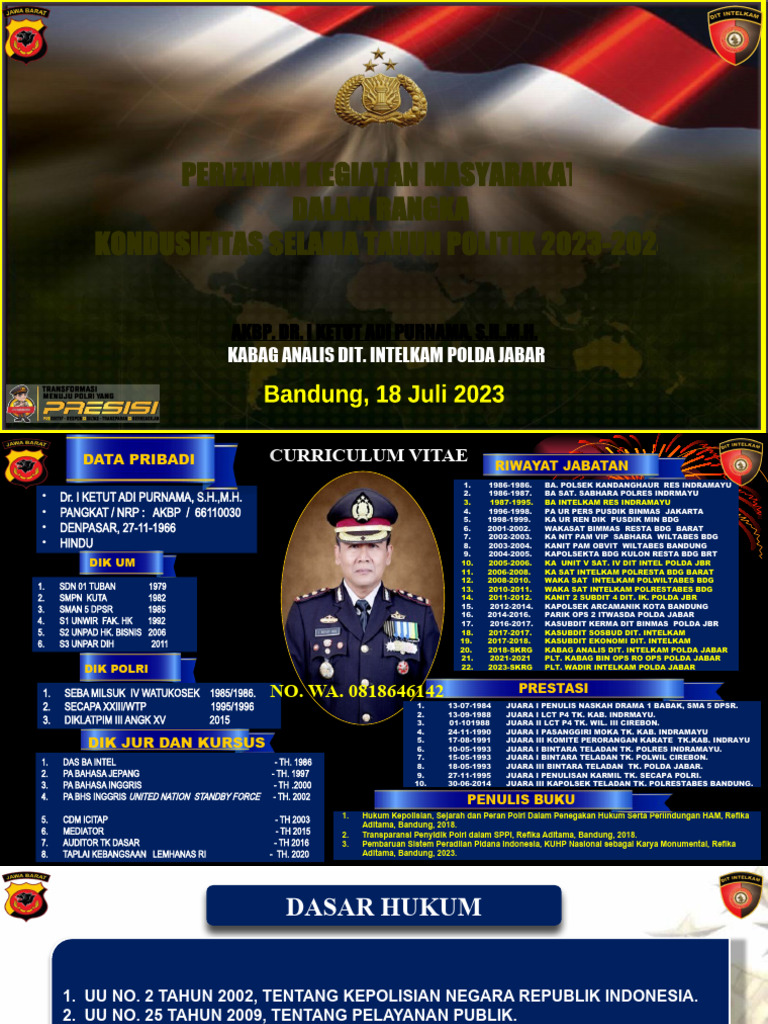 1 Ditintelkam Perijinan Intel Rakernis Pam Obvit 2023 | PDF