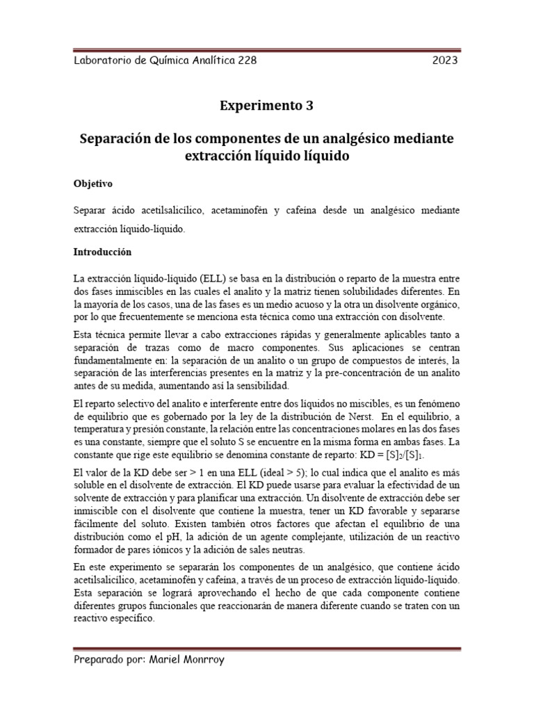 Experimento 3. ELL Con Analgesicos | PDF