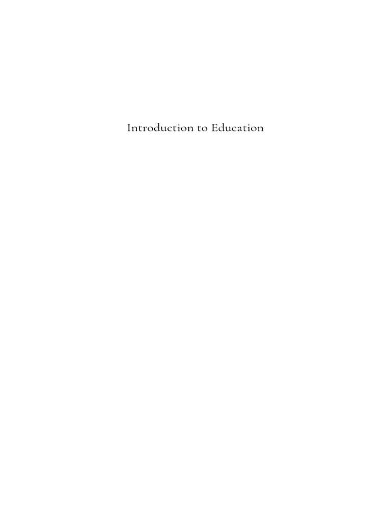 Introduction To Education 1674244495 | PDF | Teachers | Schools
