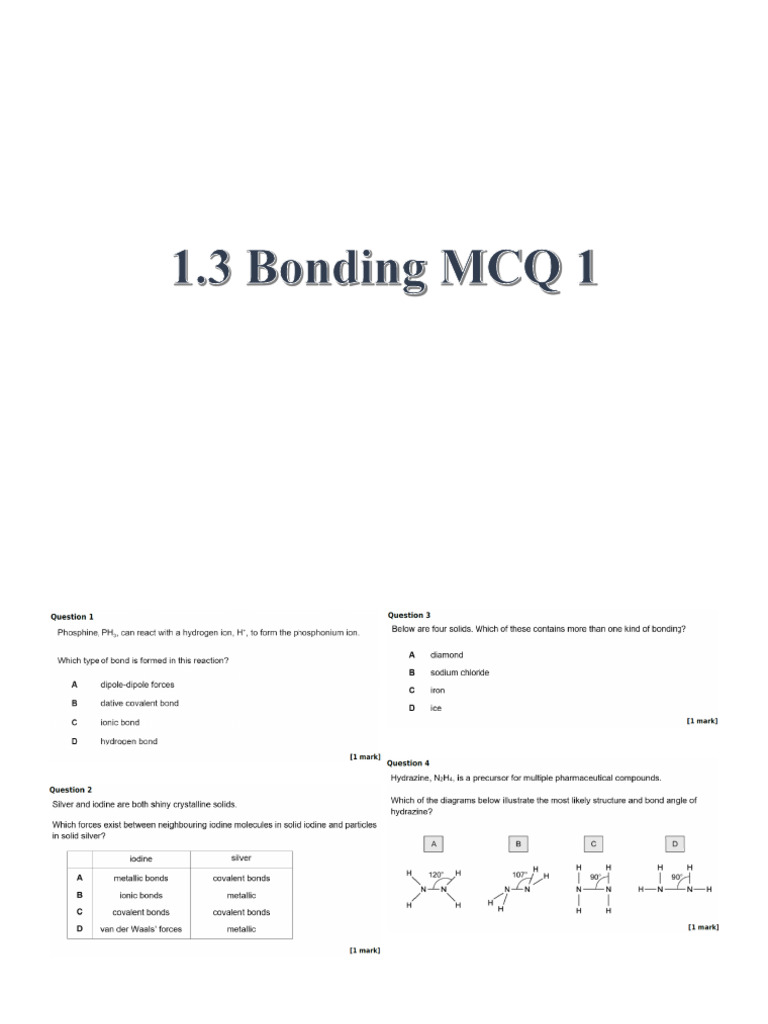 1.3 Bonding MCQ 1 | PDF