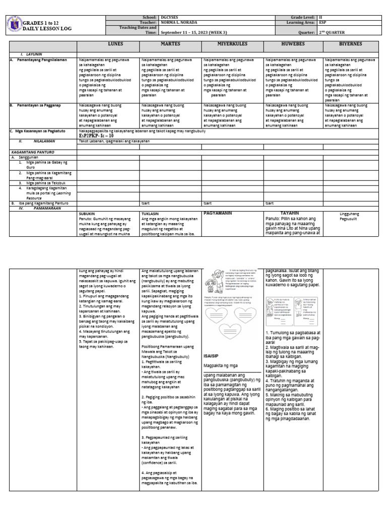 DLL - Esp 1 - Q1 - W3 | PDF