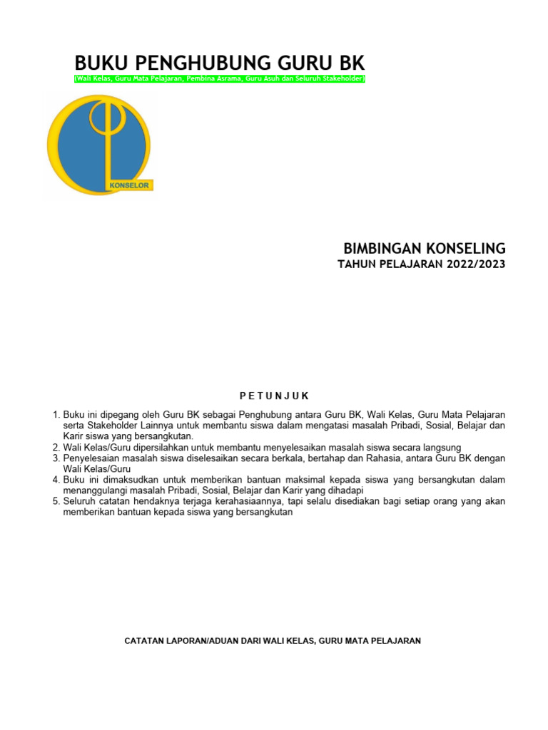 Buku Penghubung Guru Bk Pdf