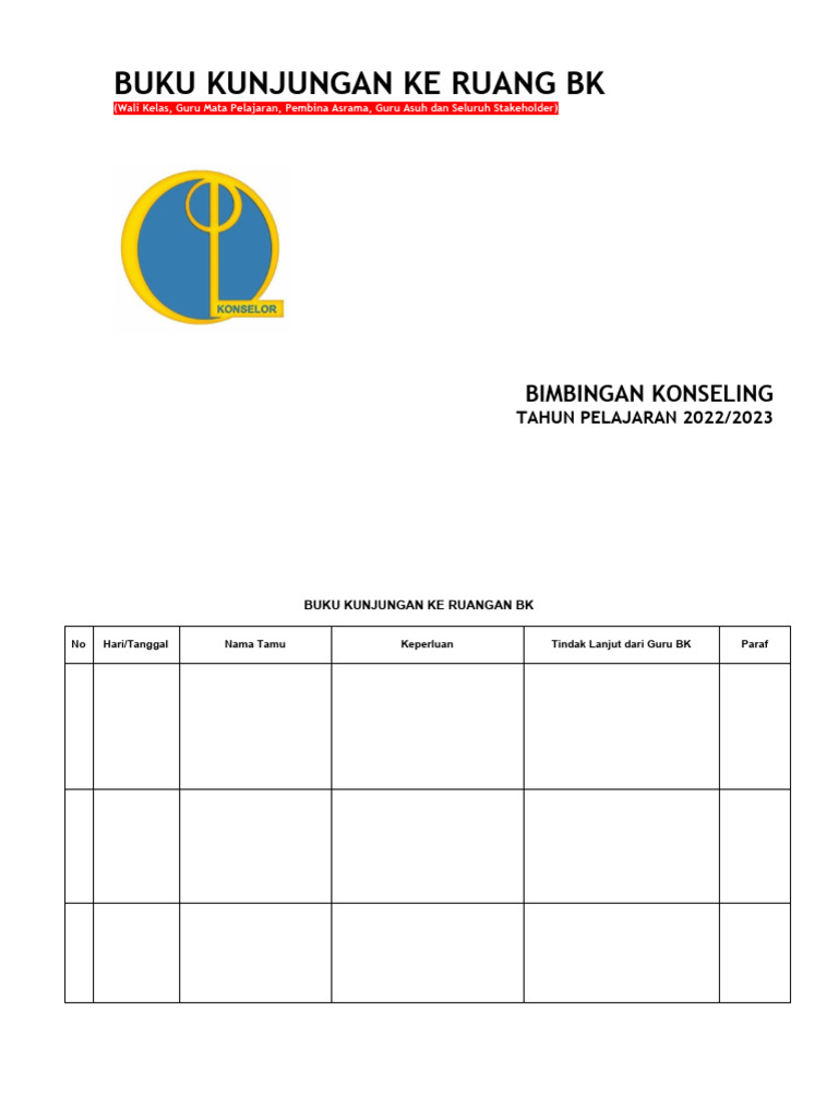 BUKU KUNJUNGAN KE RUANG BK | PDF