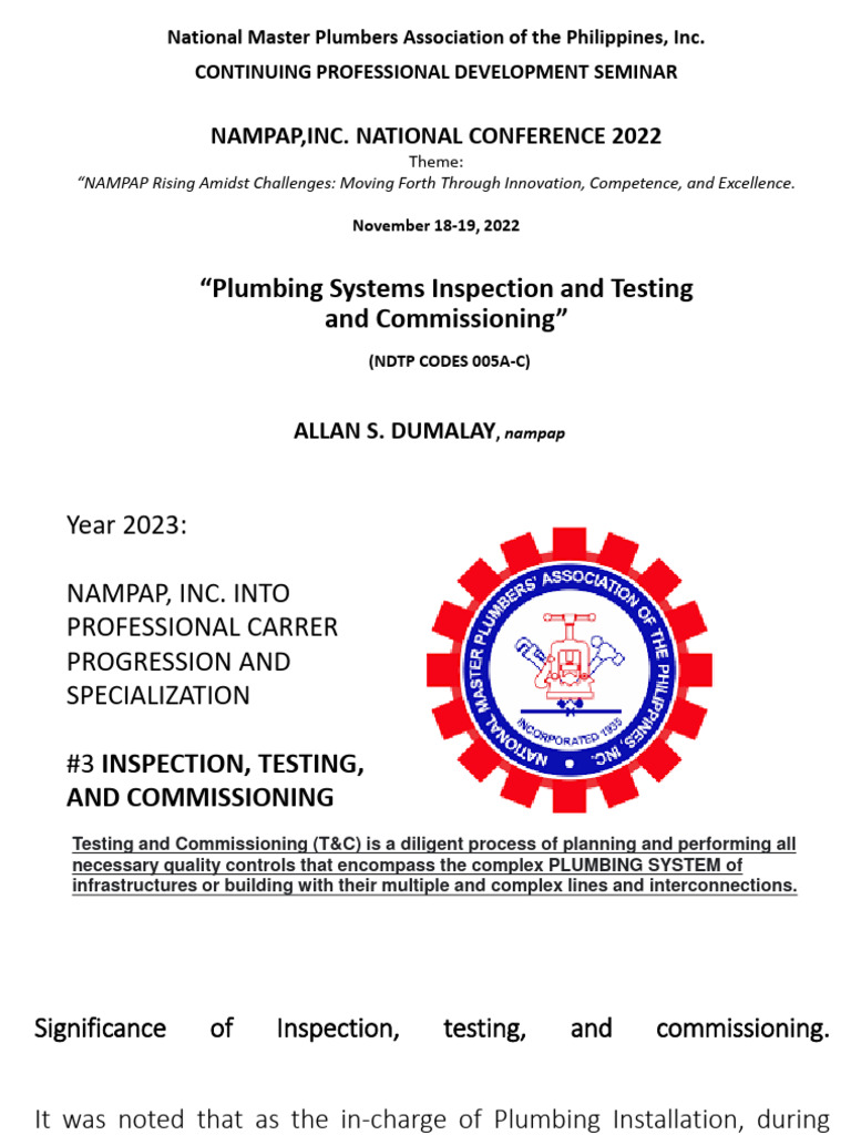 Plumbing Systems Testing and Commissioning | PDF | Water | Plumbing
