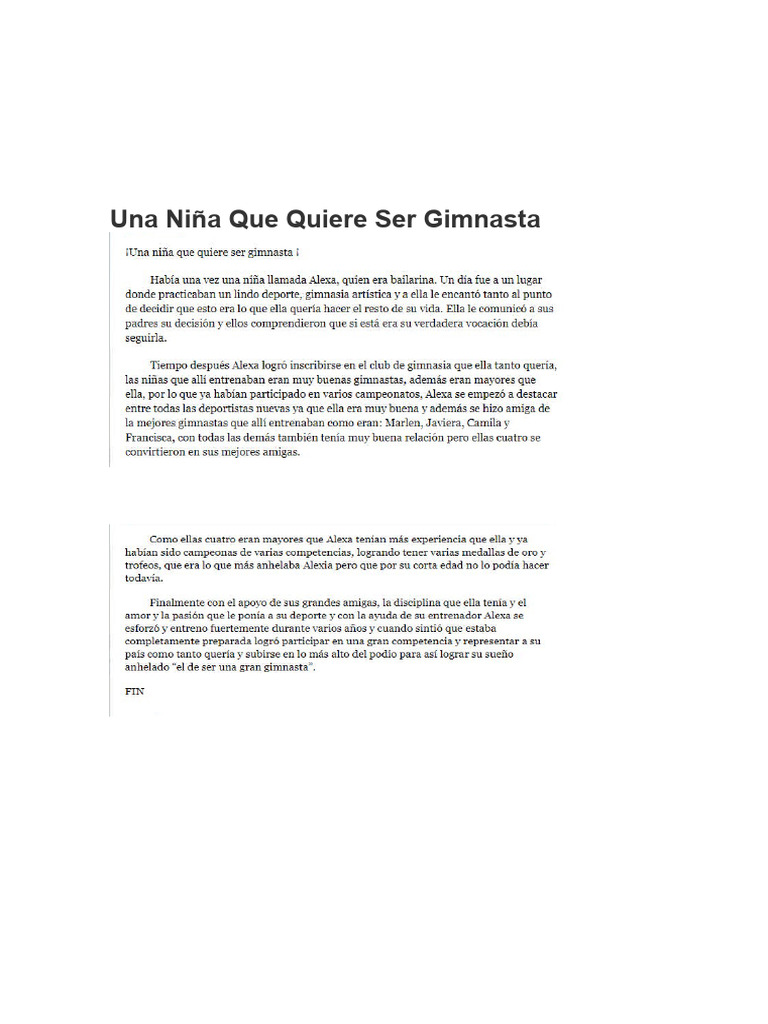 Lectura Una Niña Que Quiere Ser Gimnasta | PDF