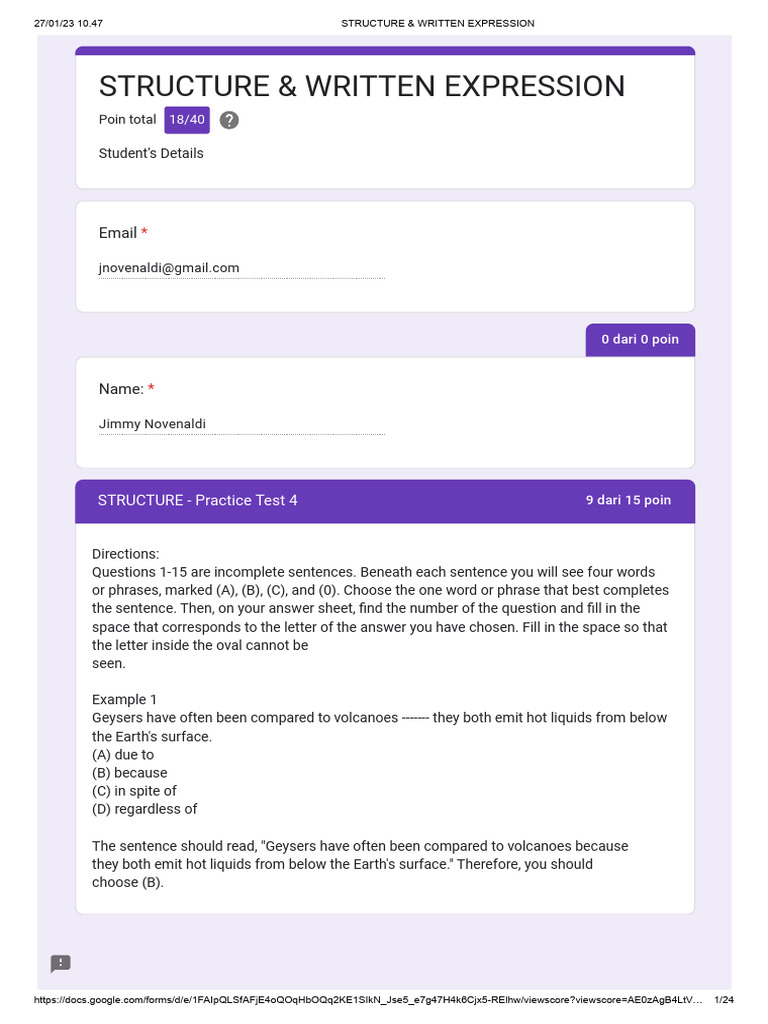 Structure & Written Expression | PDF | Linguistics