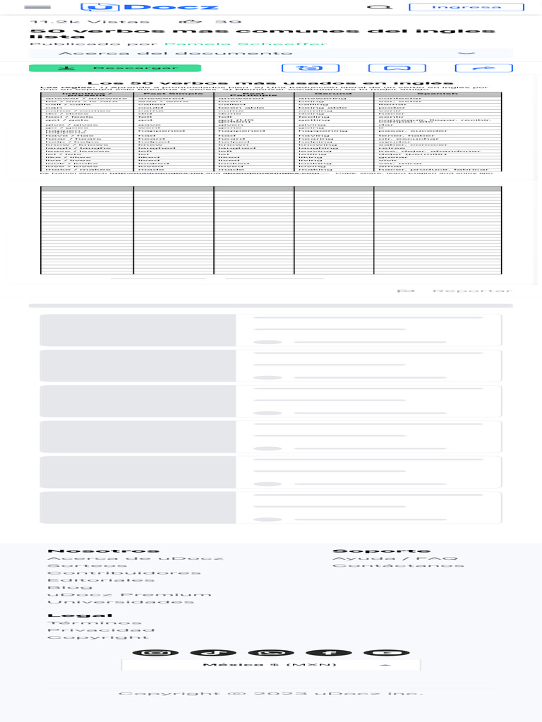 50 Verbos Mas Comunes Del Ingles Lista Udocz Pdf Syntax Linguistics