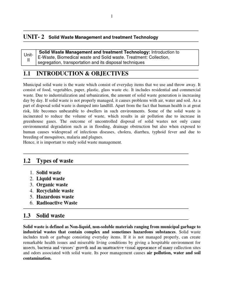 Unit 2 Solid Waste Management | PDF | Waste Management | Waste