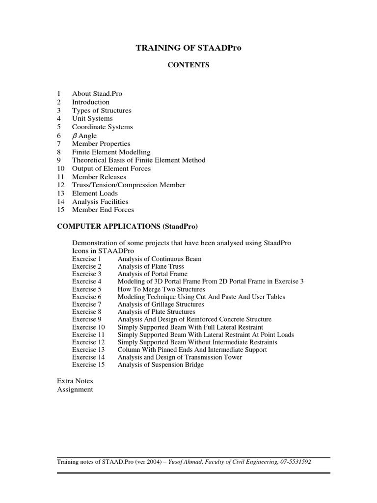 2 Training Content - Staad Pro | PDF