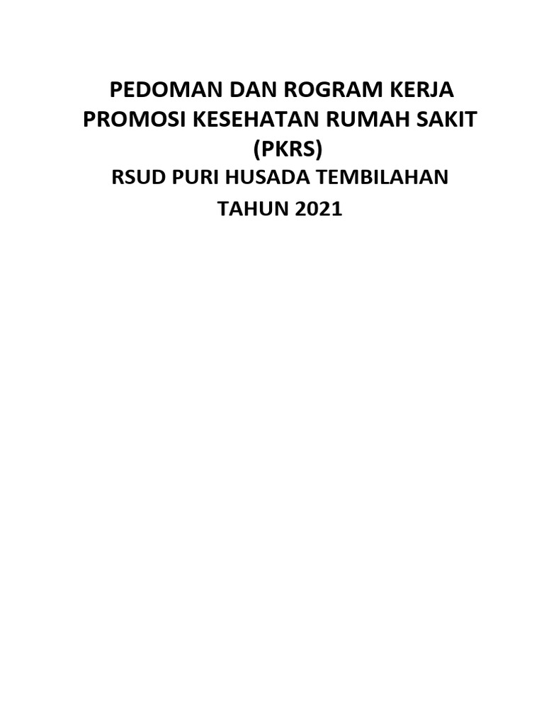 Pedoman Dan Program Kerja PKRS 2022 | PDF