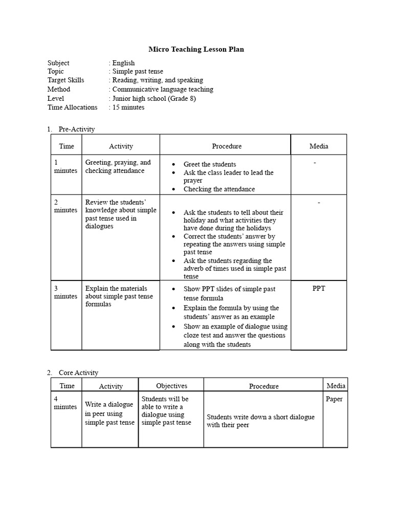Pinurih Lukitaningtyas 2113042015 Microteaching Lesson Plan | PDF ...