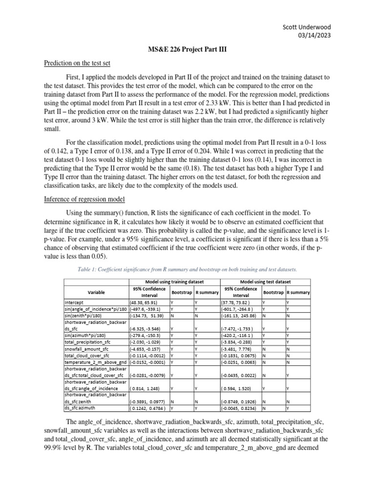 Project Part III | PDF | Bootstrapping (Statistics) | Dependent And Independent Variables