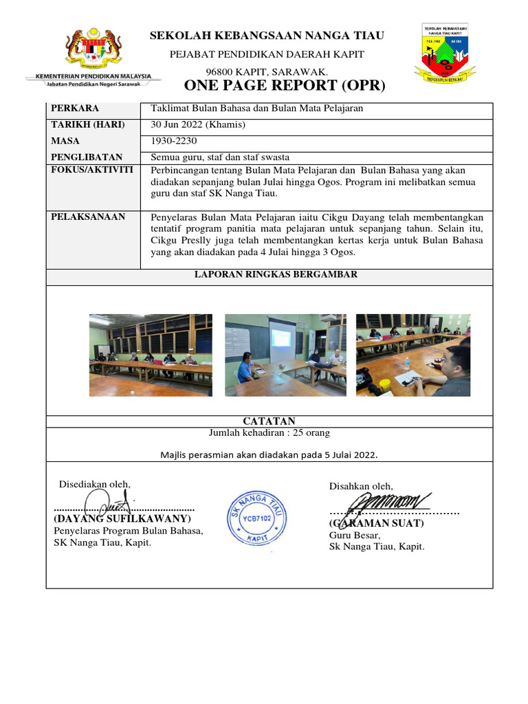 Opr Taklimat Bulan Bahasa | PDF