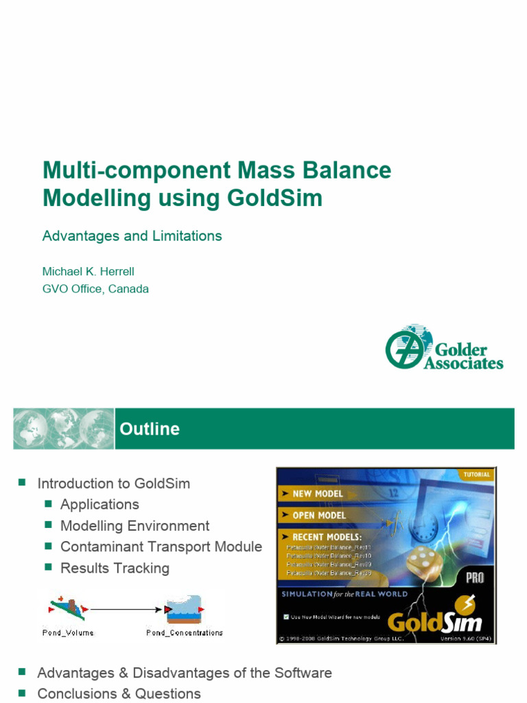 Multi Component Mass Balance Modelling Using Goldsim Pdf Simulation