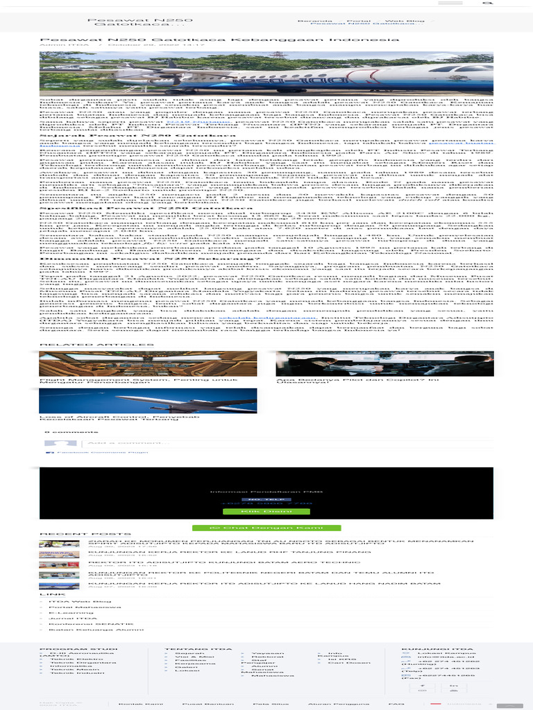 Pesawat N250 Gatotkaca Kebanggaan Indonesia - ITDA | PDF