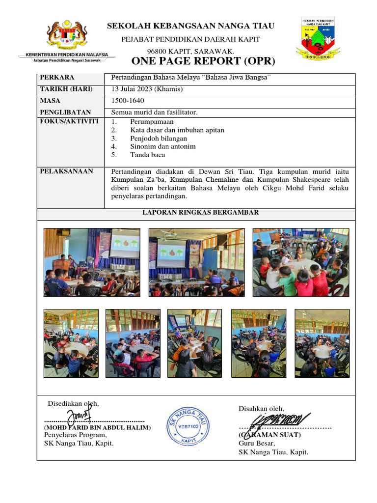 Opr Pertandingan BM Bulan Bahasa | PDF