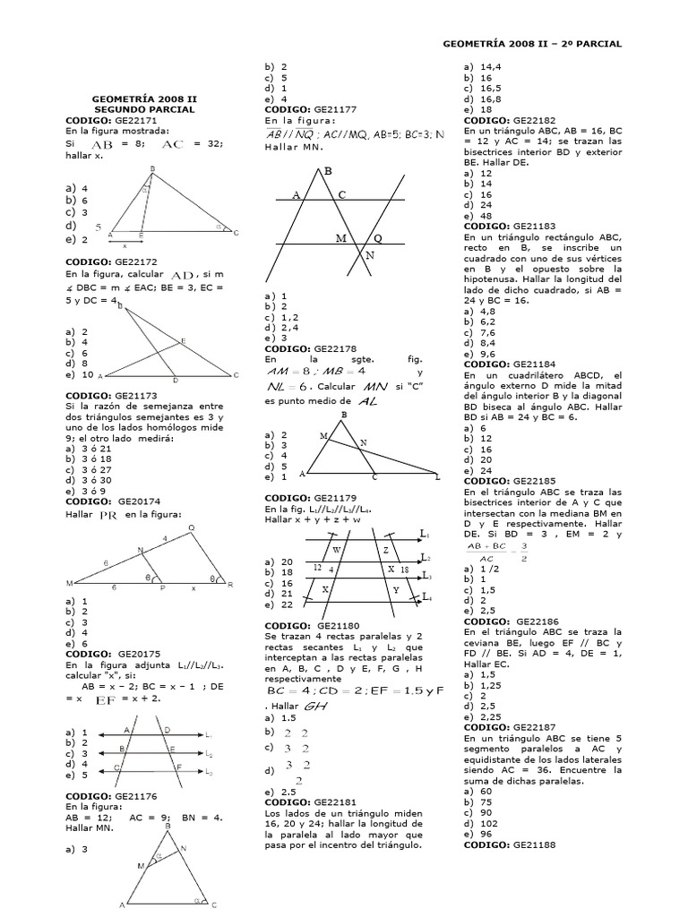 Geometria Segundo Parcial 2009-II | PDF