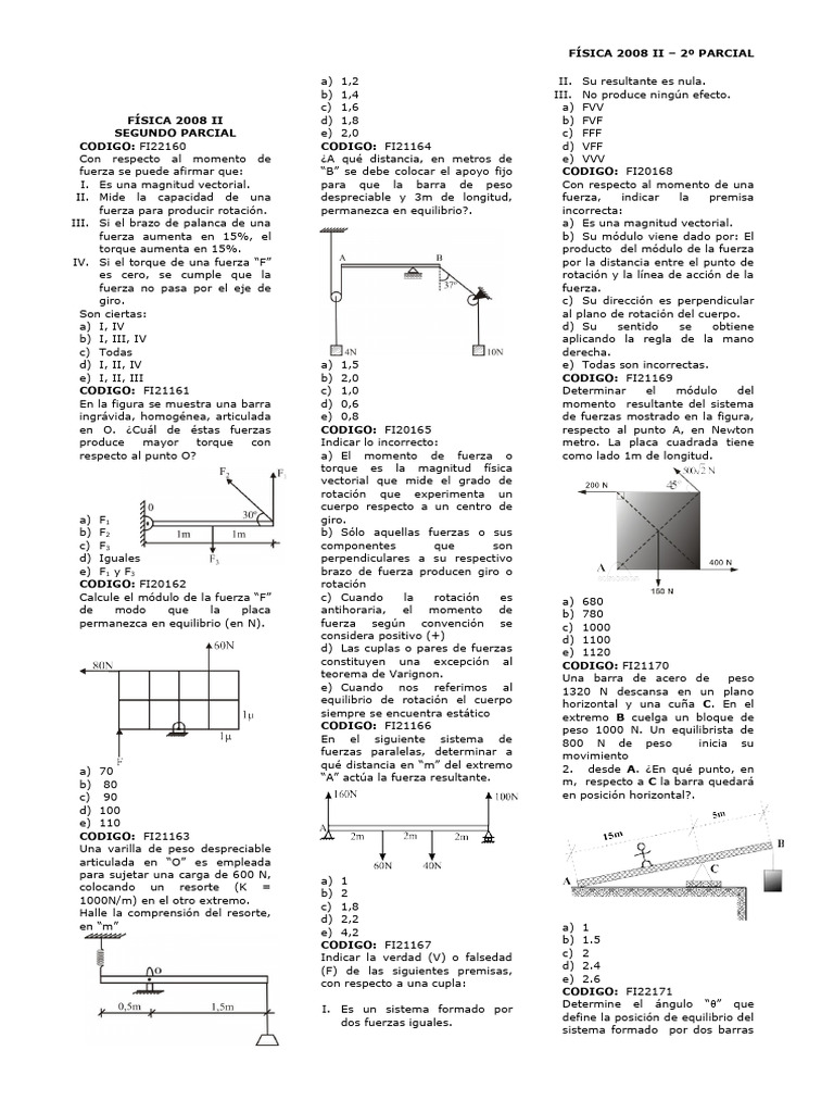 Análisis de Torque y Equilibrio en Física | PDF | Esfuerzo de torsión ...