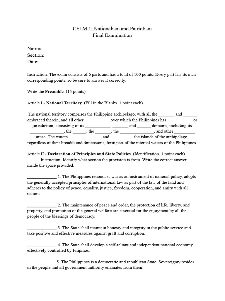 CFLM 1 - Nationalism and Patriotism | PDF