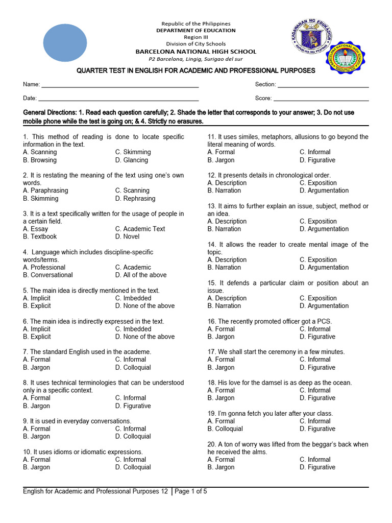 EAPP Summative Test | PDF