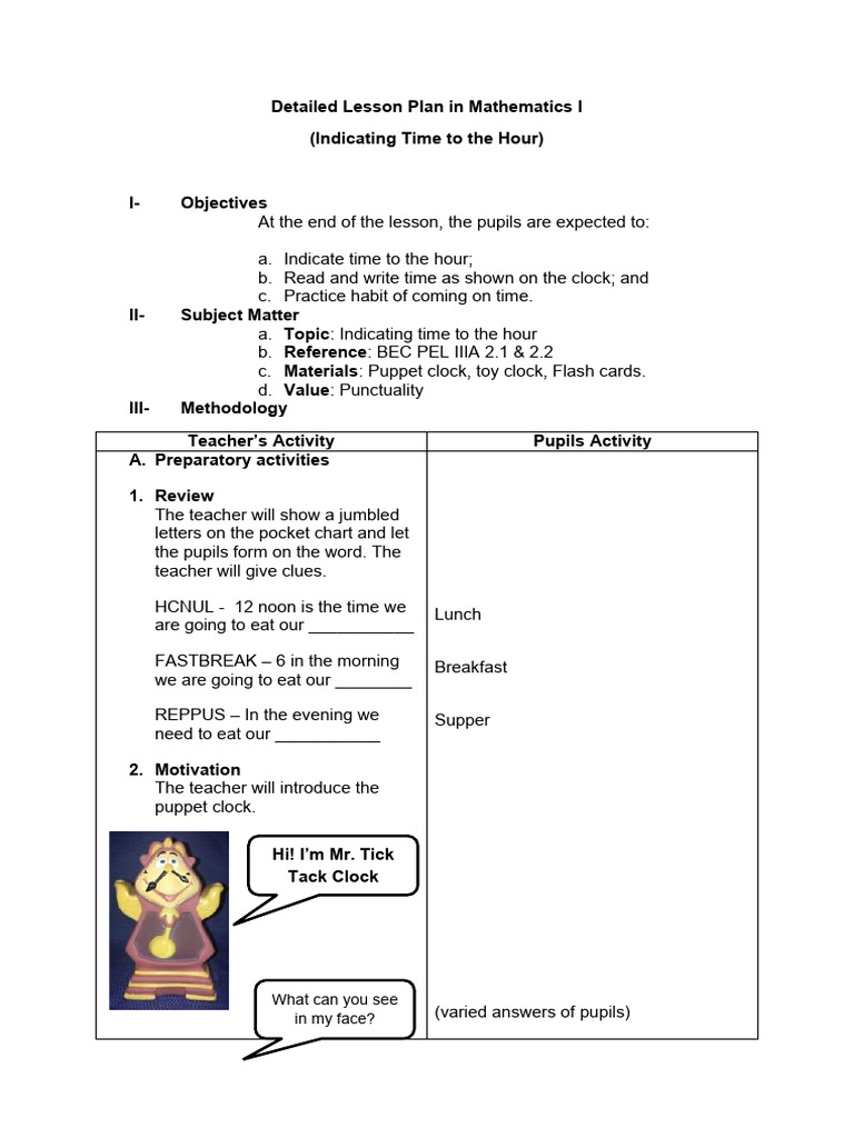 Detailed Lesson Plan in Mathematics I in | PDF | Learning