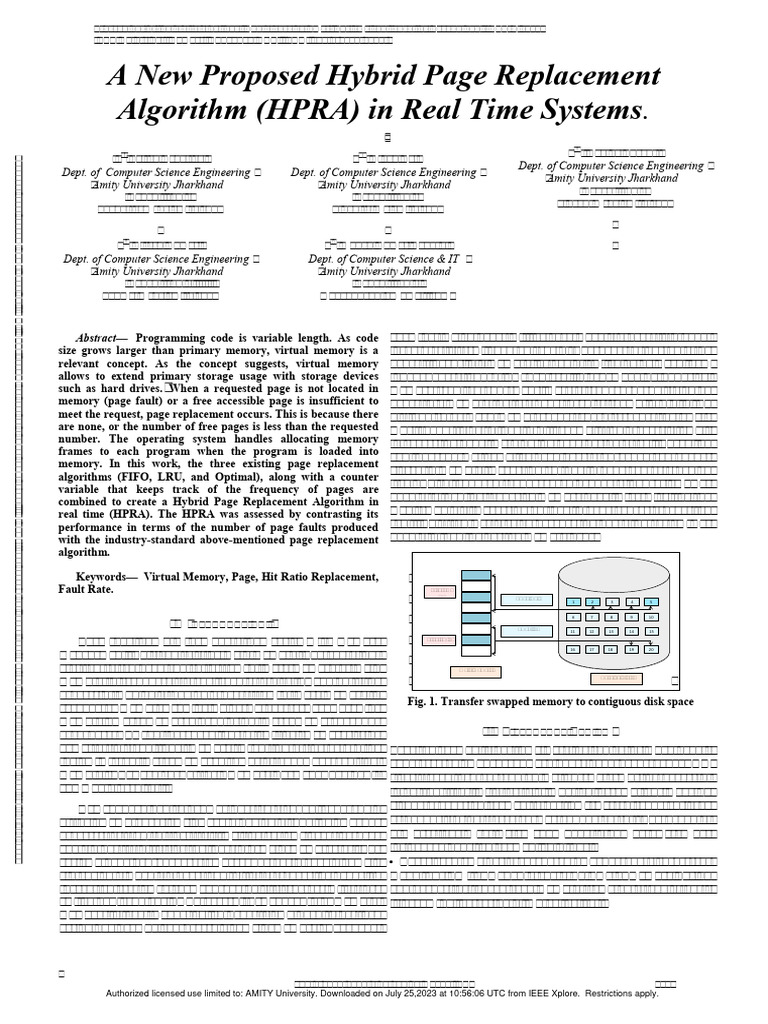 AUJ A New Proposed Hybrid Page Replacement Algorithm HPRA in Real Time Systems. | PDF | Computer ...