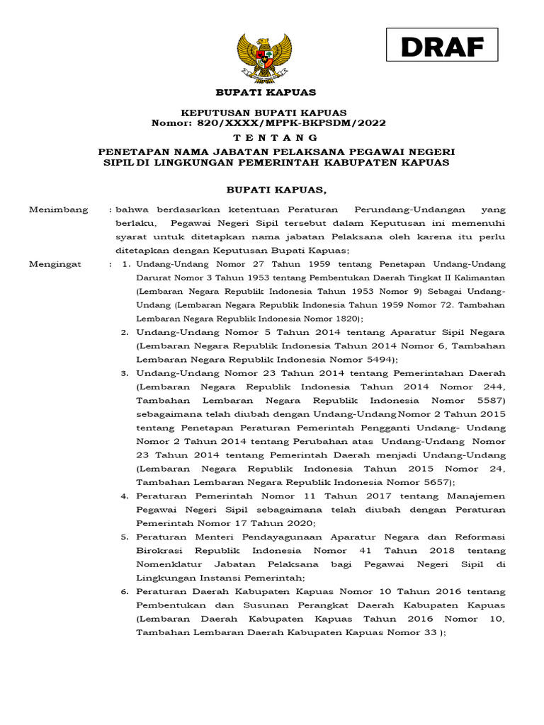 Draf SK Pelaksana | PDF