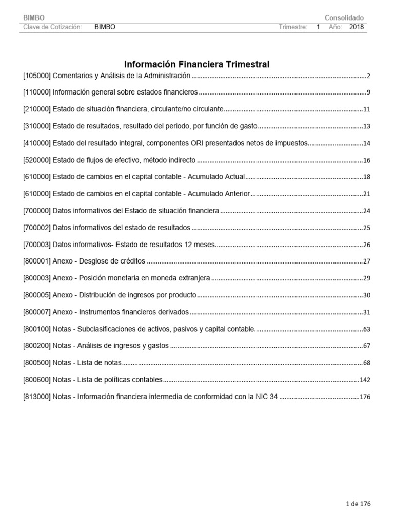 Grupo Bimbo 1trim18 Def Espanol | PDF | Contabilidad | Estado de resultados