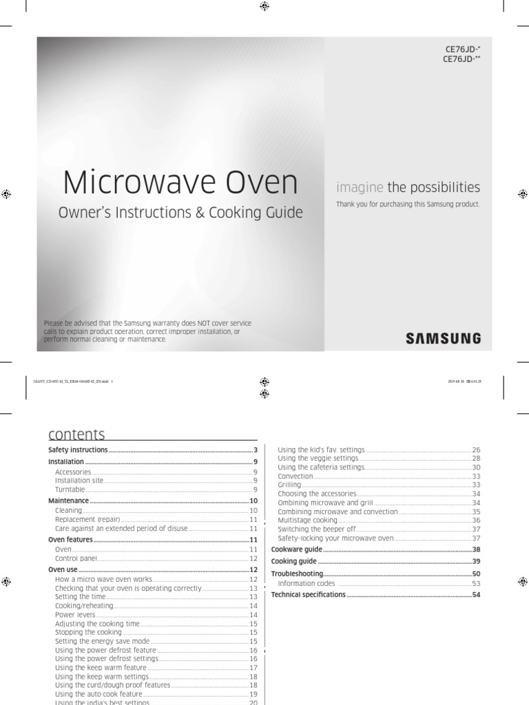 Giant Ce76jd-M TL De68-04168f-02 en | PDF | Oven | Ac Power Plugs And Sockets