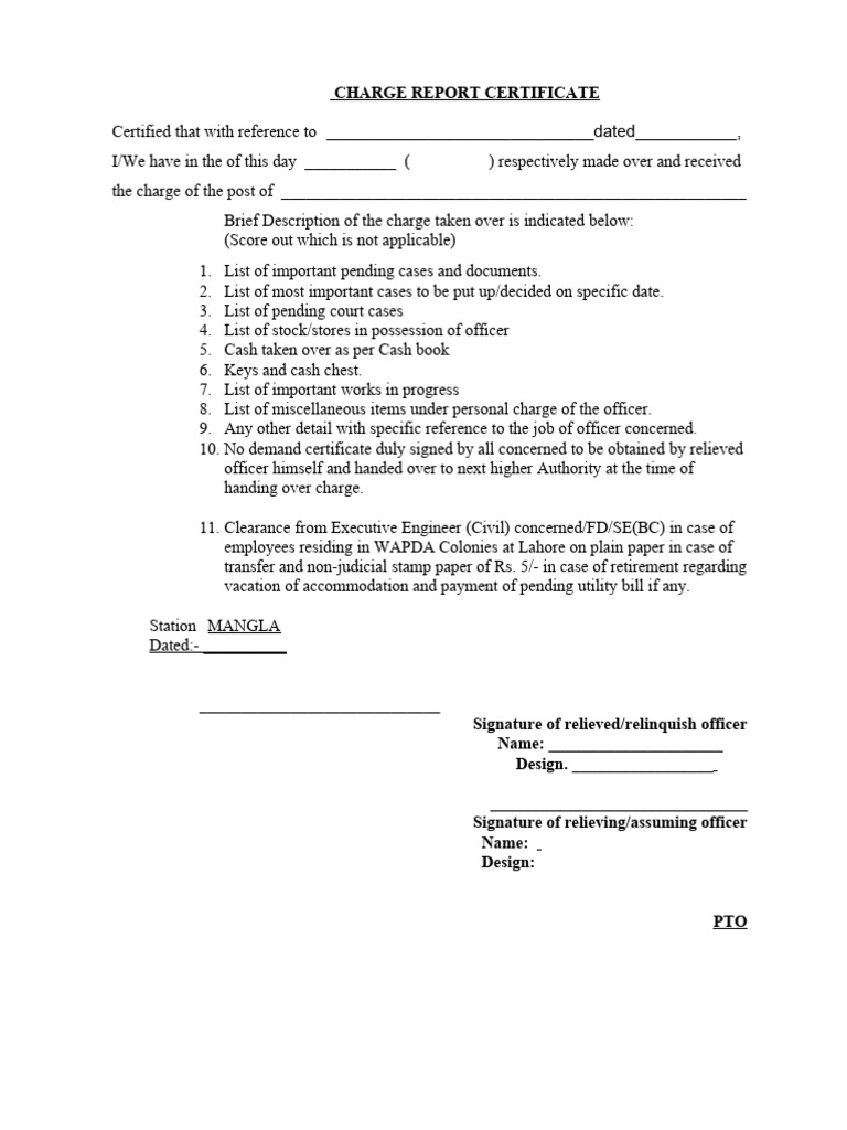 Charge Report Certificate | PDF | Cash | Business