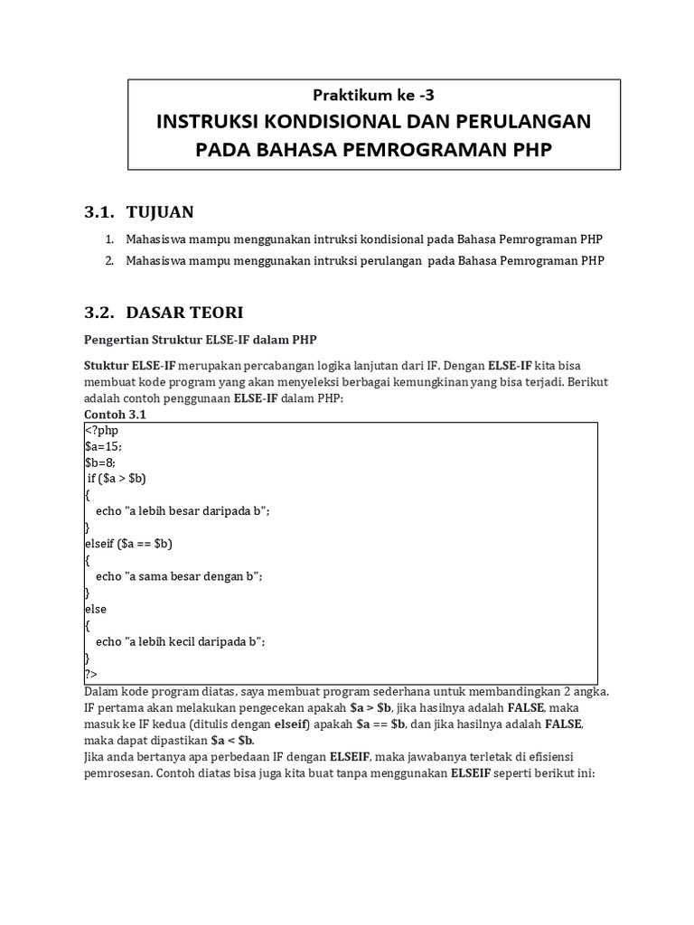 P7 Instruksi Kondisional PHP | PDF | Komputer