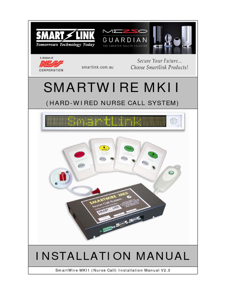 SmartWire MKII Nurse Call Installation Manual v2.3 | PDF