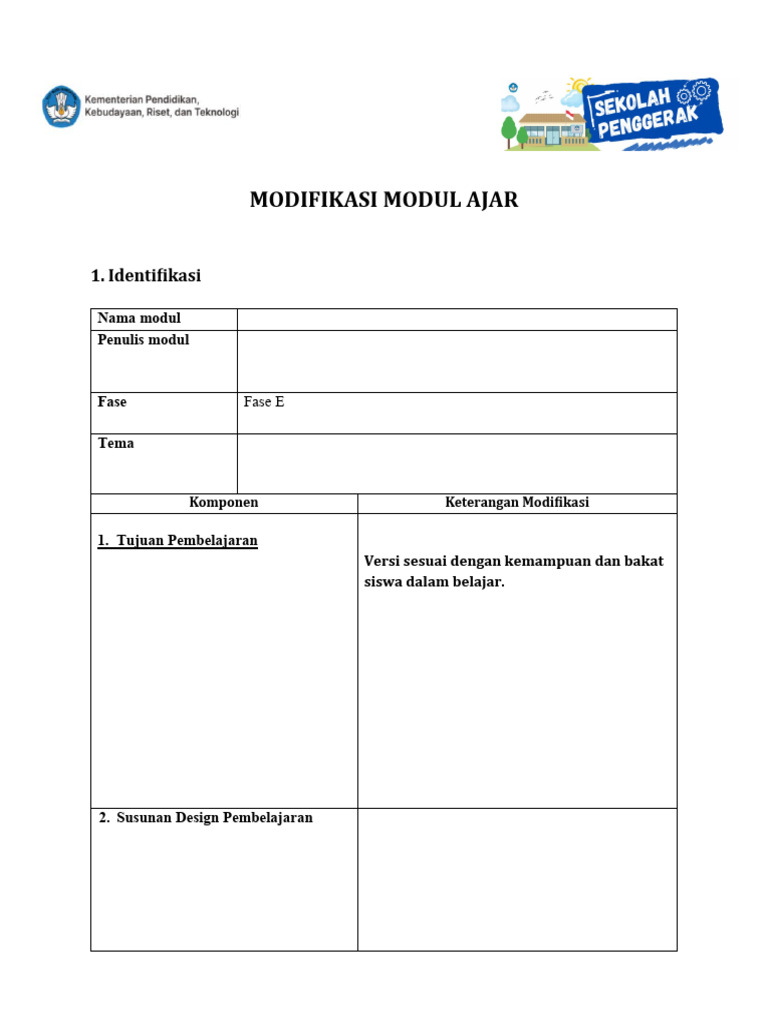 Format Modul Ajar Modifikasi | PDF