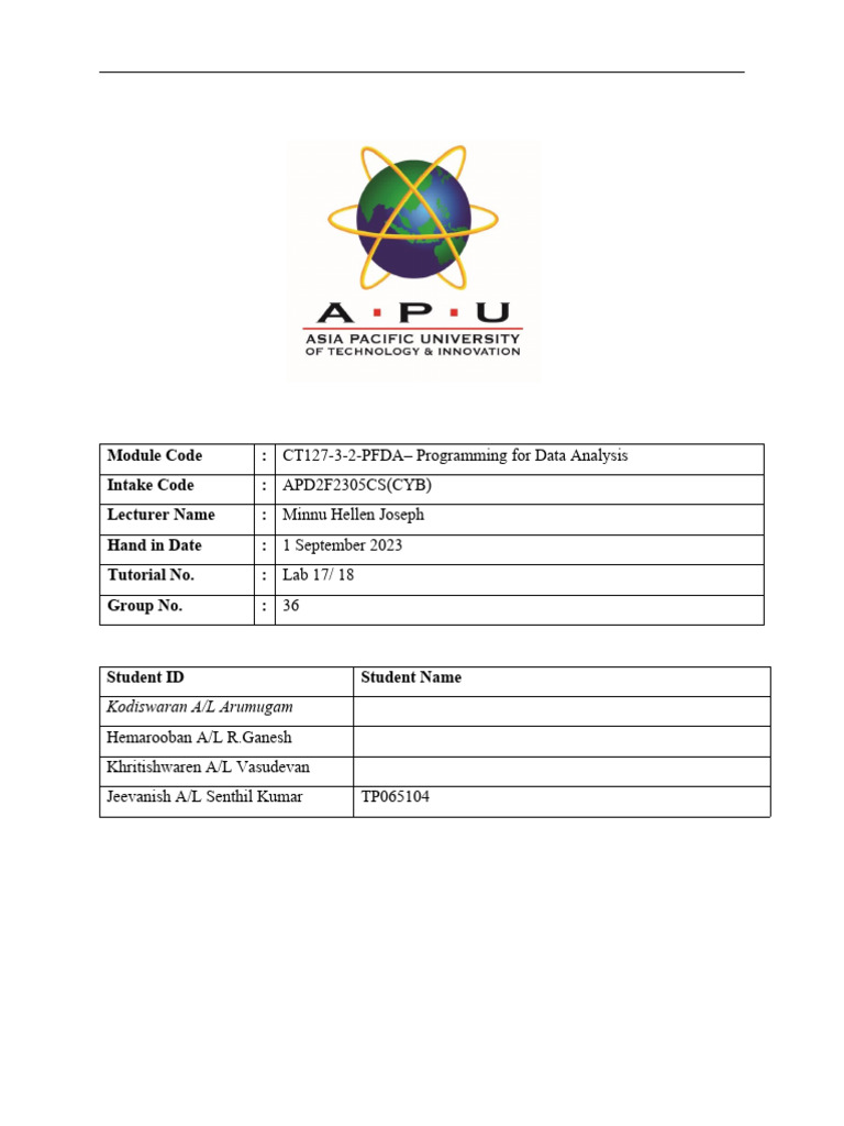 PFDA GRP Assignment | PDF