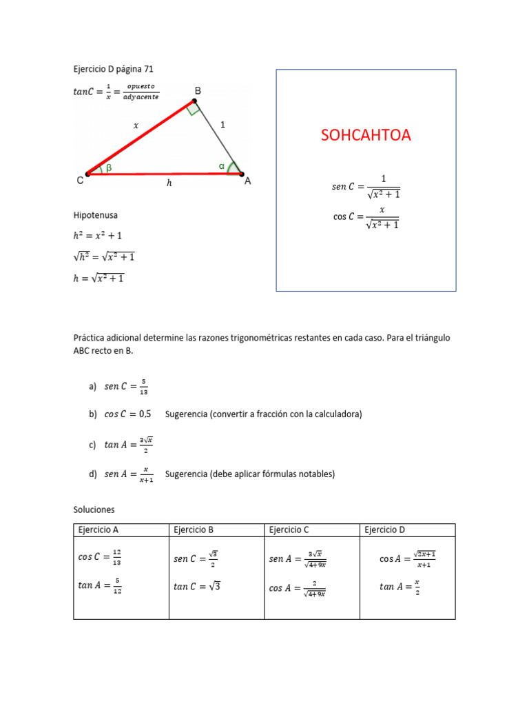 Razones Trigonométricas en Triángulos Rectángulos | PDF