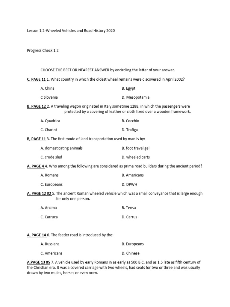 Module 1 Progress Checks | Download Free PDF | Car | Traffic