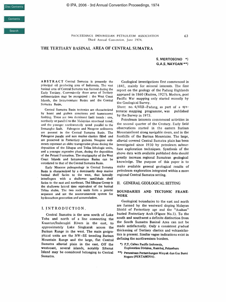 (1974 - IPA Mertosono and Nayoan) THE TERTIARY BASINAL AREA OF CENTRAL ...