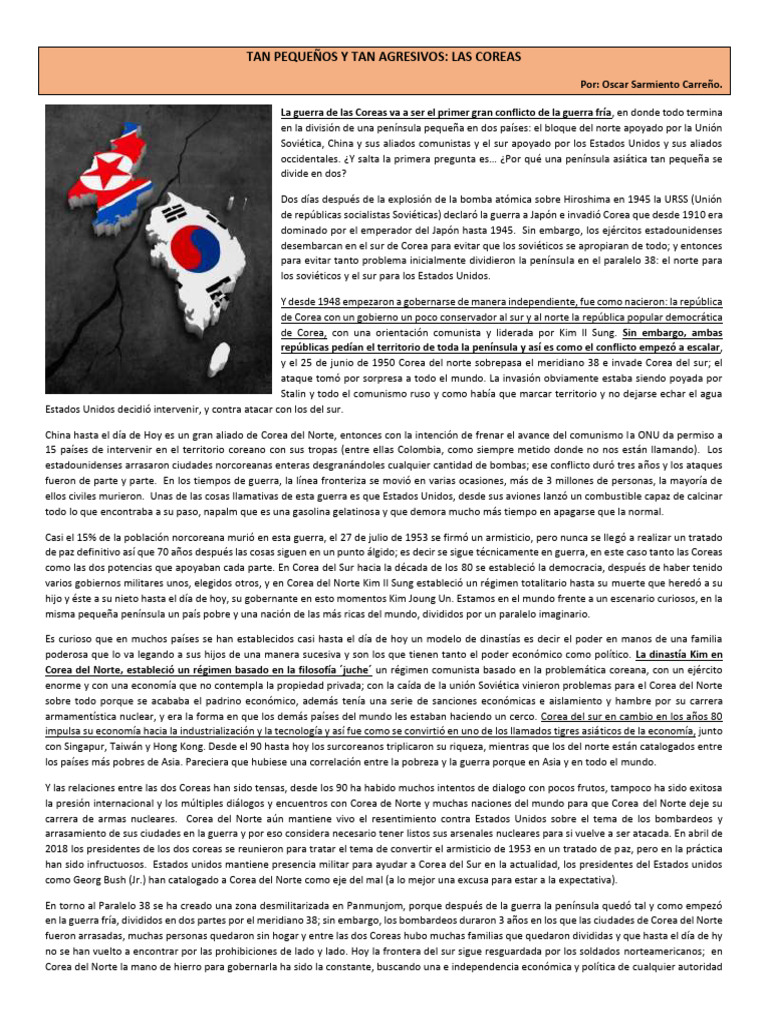 Corea Del Norte y Del Sur | PDF | Corea del Norte | Política mundial
