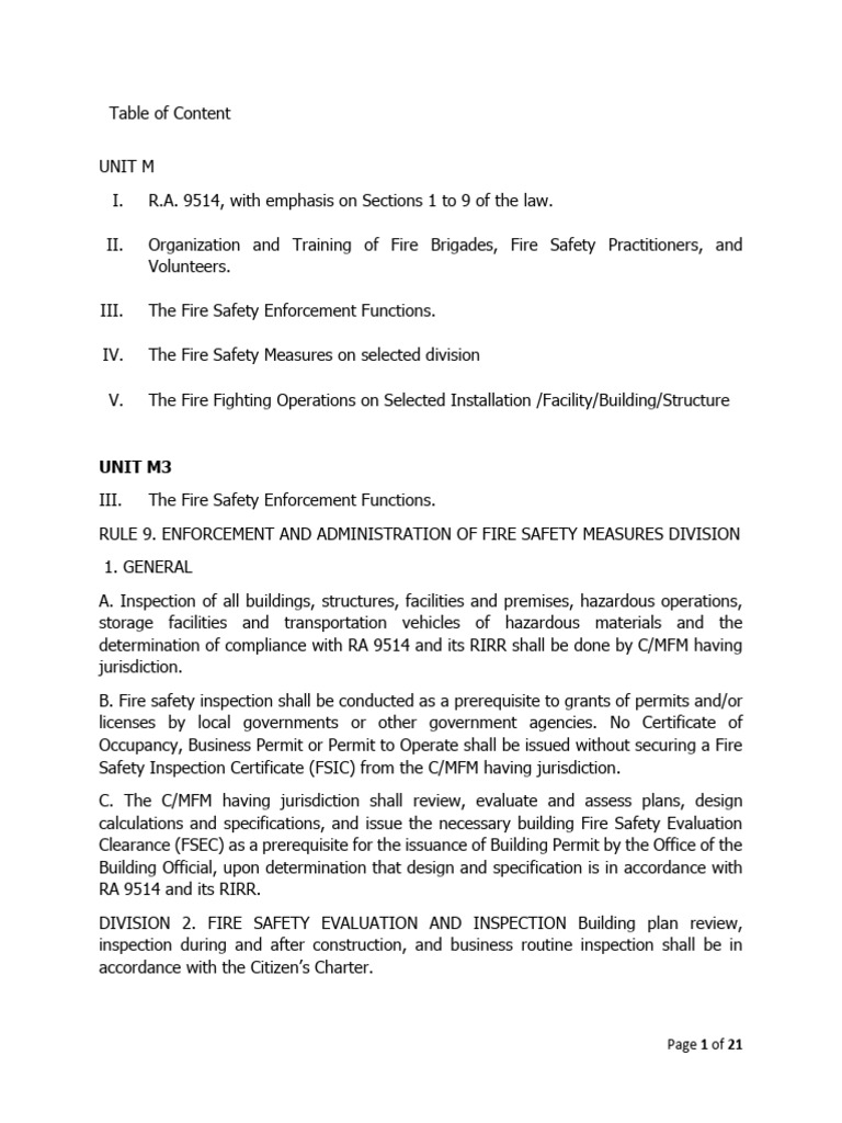 CDI 6 - Handout Unit M3 and M4-1 | PDF | Fire Safety | Firefighter