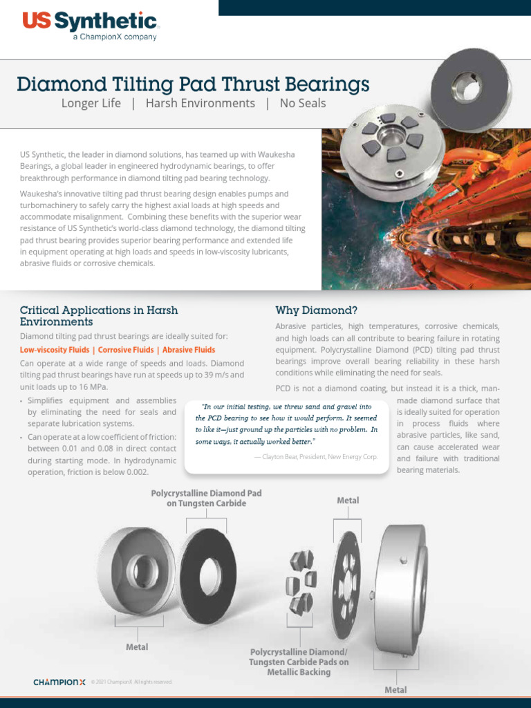 Datasheet Diamond Tilting Pad Bearings2021 | PDF | Bearing (Mechanical ...