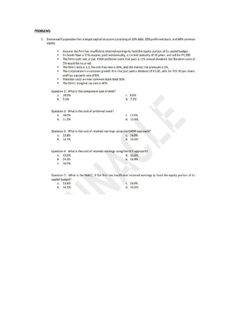 Sample Problems (WACC) | PDF