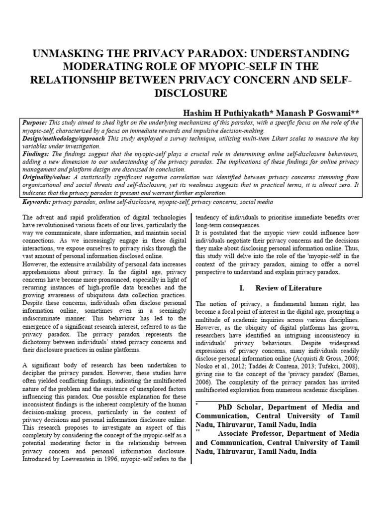 2 - Unmasking The Privacy Paradox | PDF | Privacy | Decision Making 2 - Unmasking The Privacy Paradox | PDF | Privacy | Decision Making