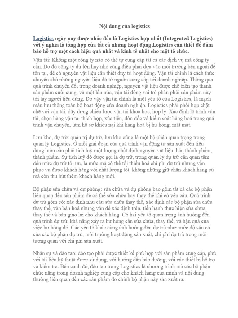 N I Dung C A Logistics | PDF