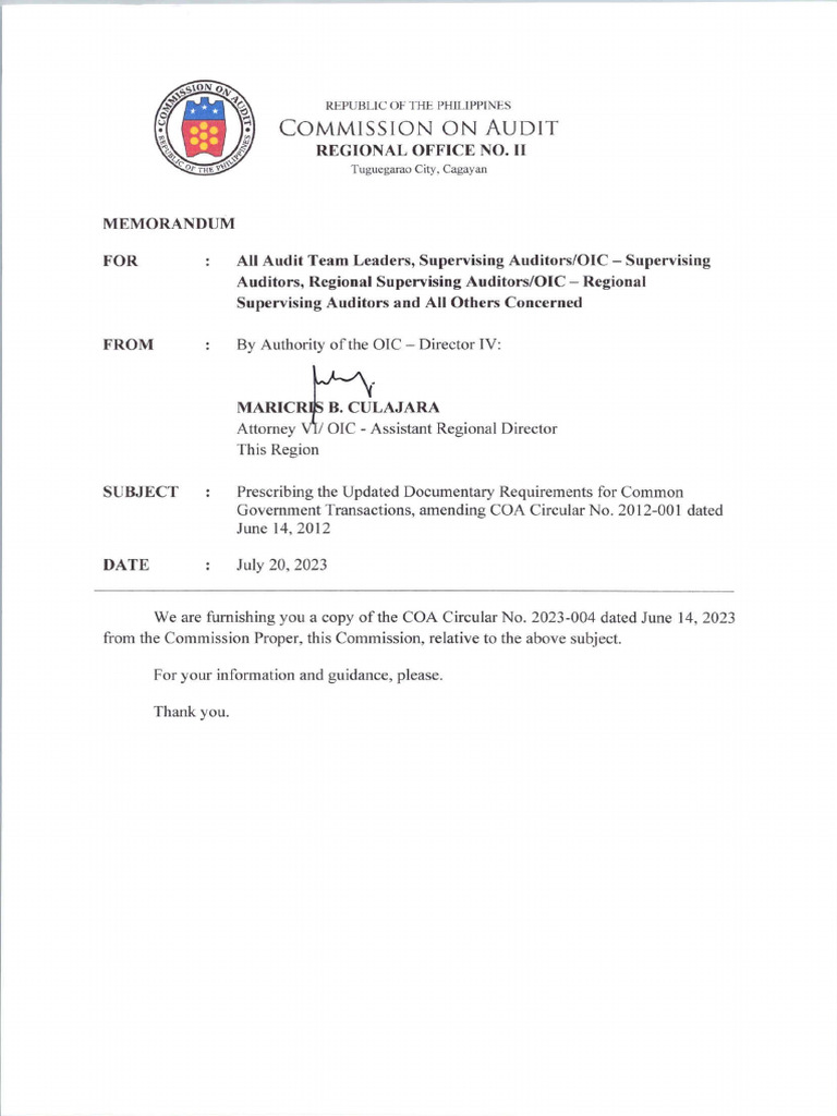 COA Circ. 2023-004 dtd June 14 2023 re Prescribing the Updated ...